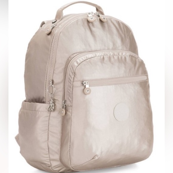 Kipling | Bags | Kipling Seoul Large Metallic Laptop Backpack Metallic ...